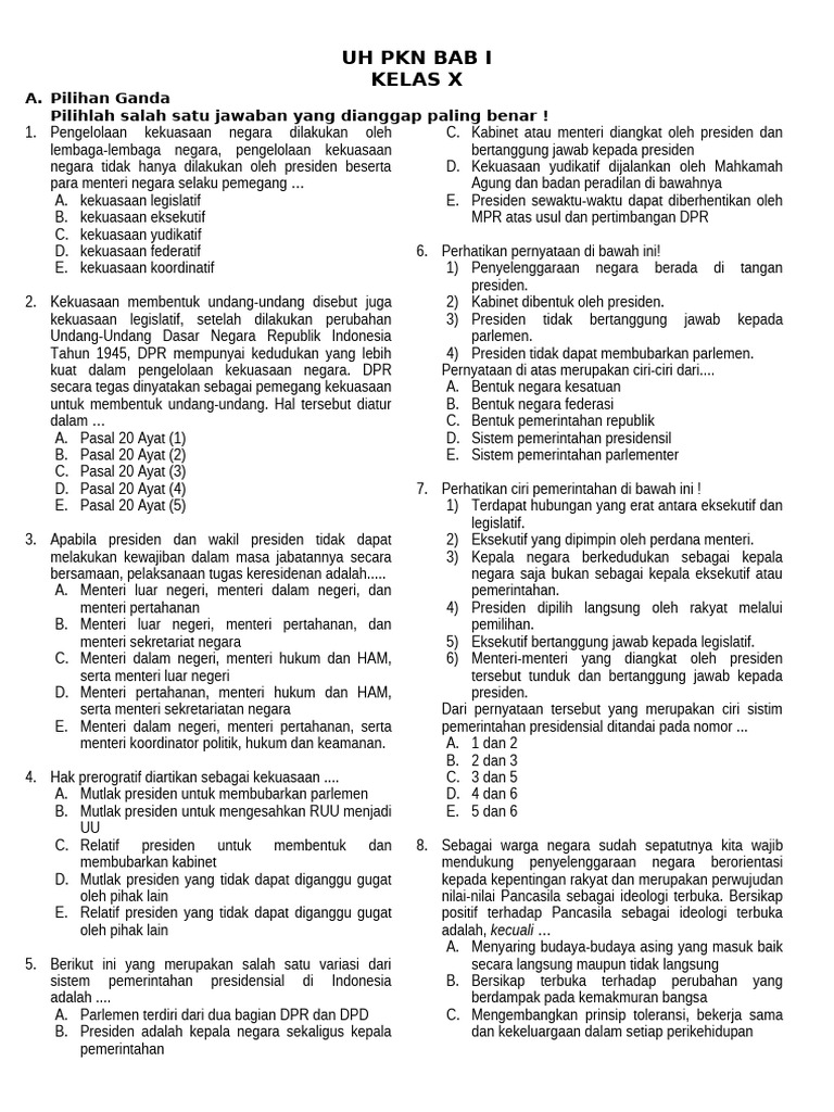 Uh PKN Bab I | PDF