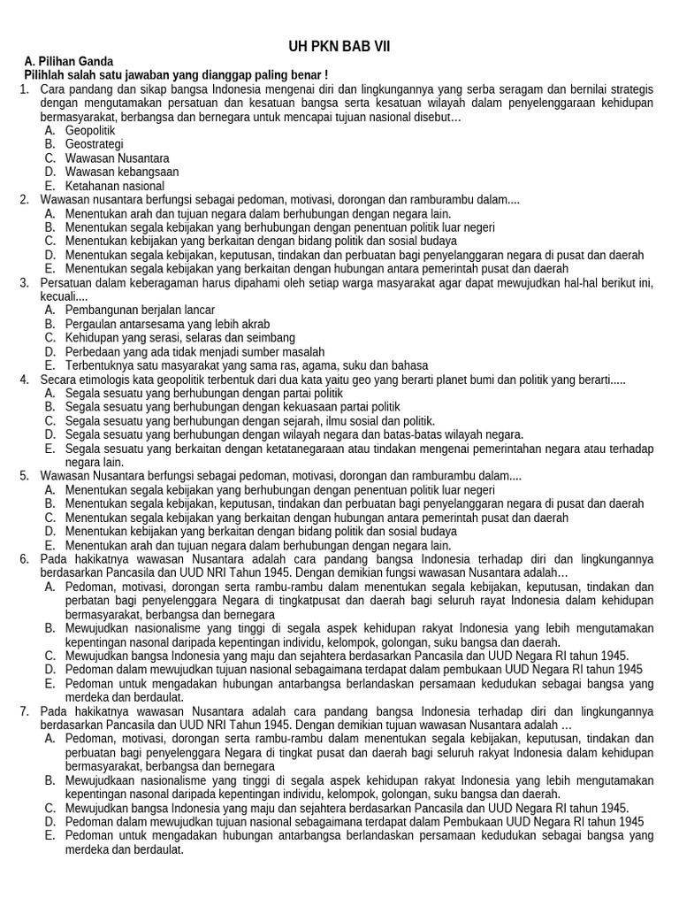 Uh PKN Bab Vii | PDF