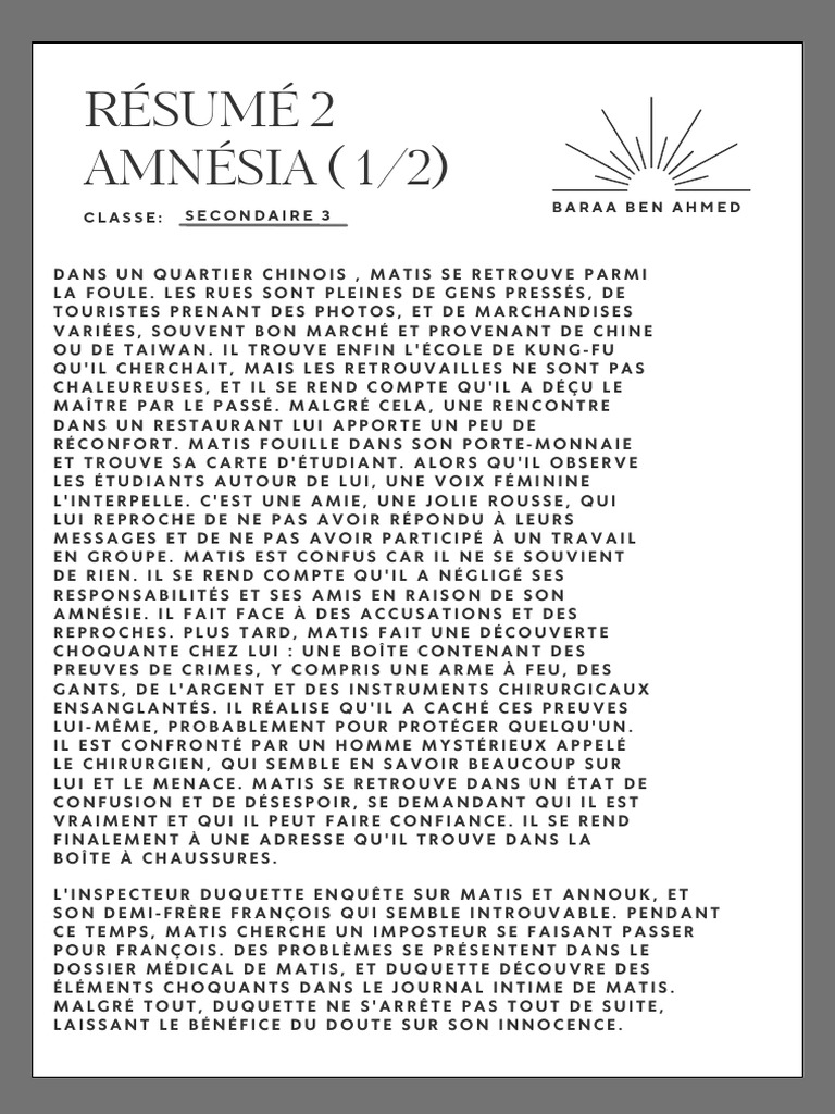 Résumer Amnésia 2 (12) | PDF