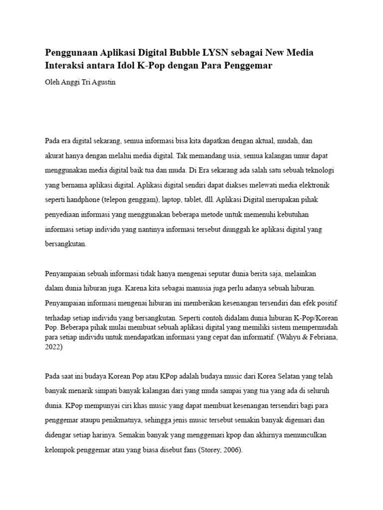 Penggunaan Aplikasi Digital Bubble LYSN Sebagai New Media Interaksi ...