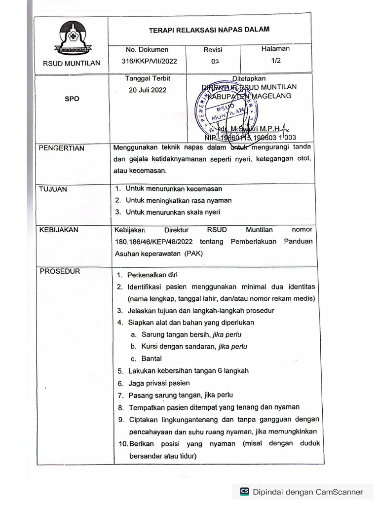 Sop Nafas Dalam | PDF
