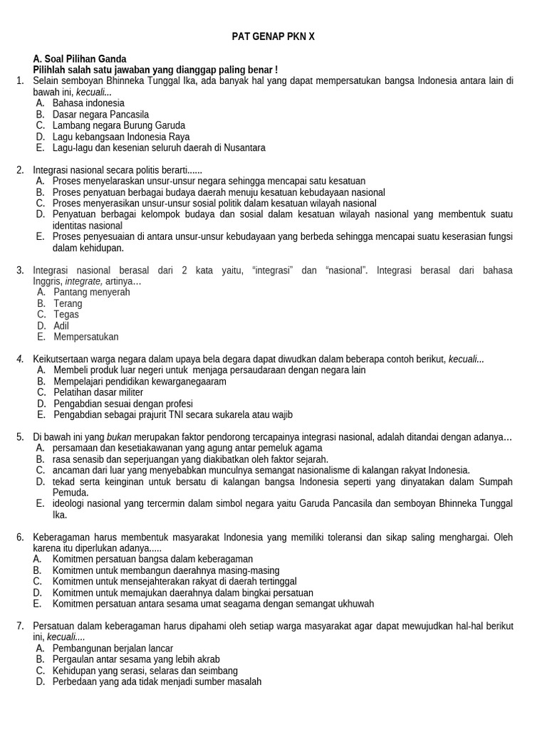 PAT GENAP PKN | PDF