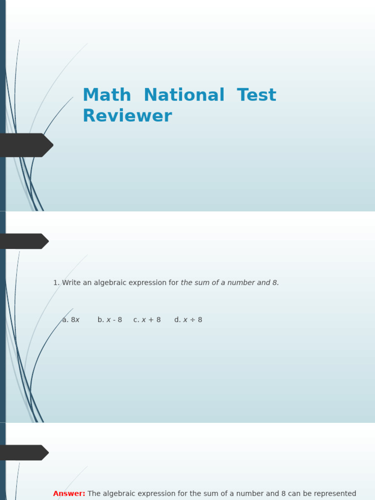 Math National Test Reviewer | PDF