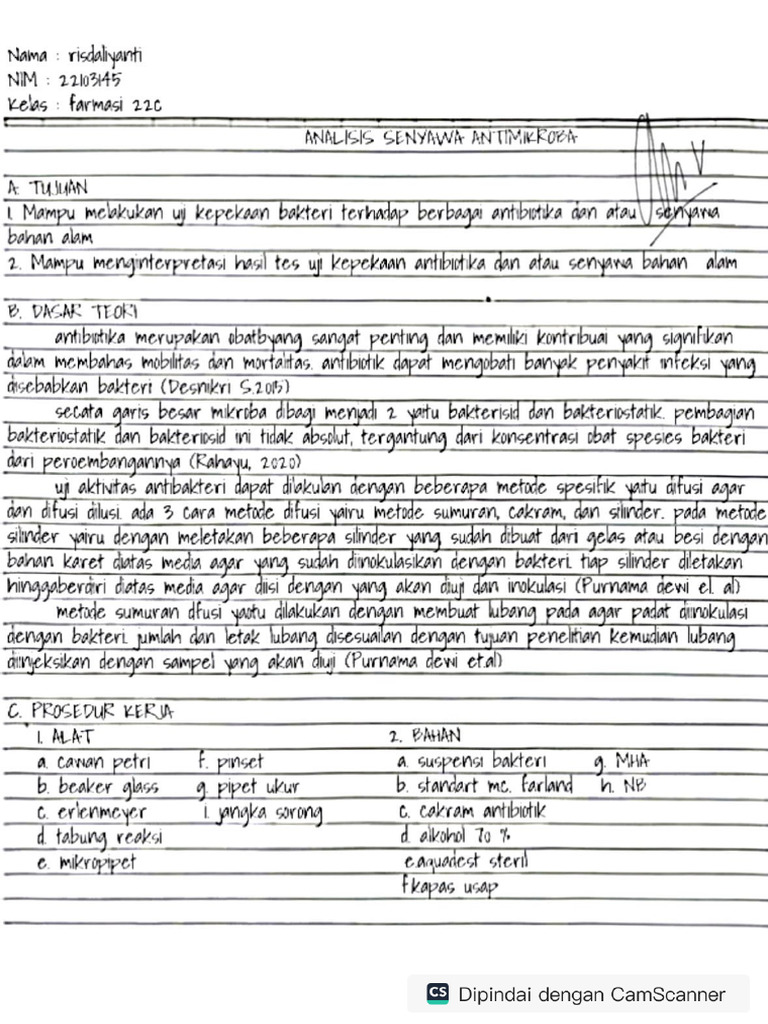 RISDALIYANTI - Laprak Anti Mikro | PDF
