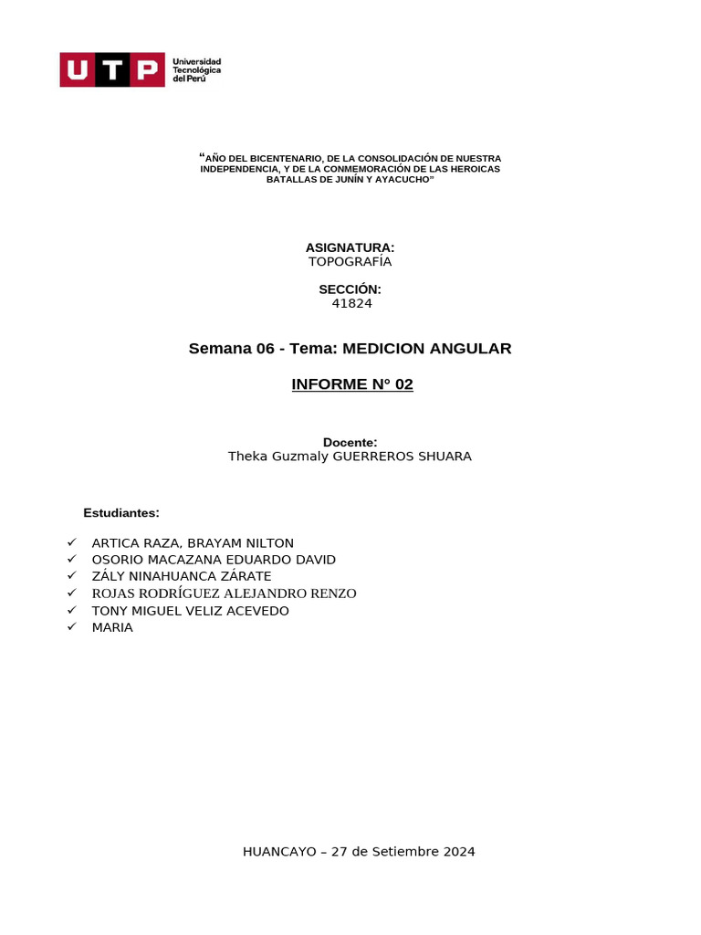 Informe 02 Topografia | PDF