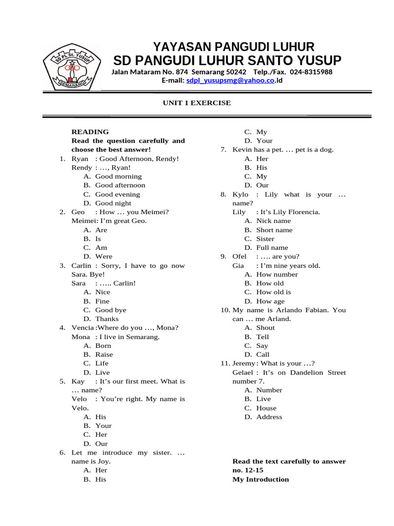 Unit 1 Exercise | PDF