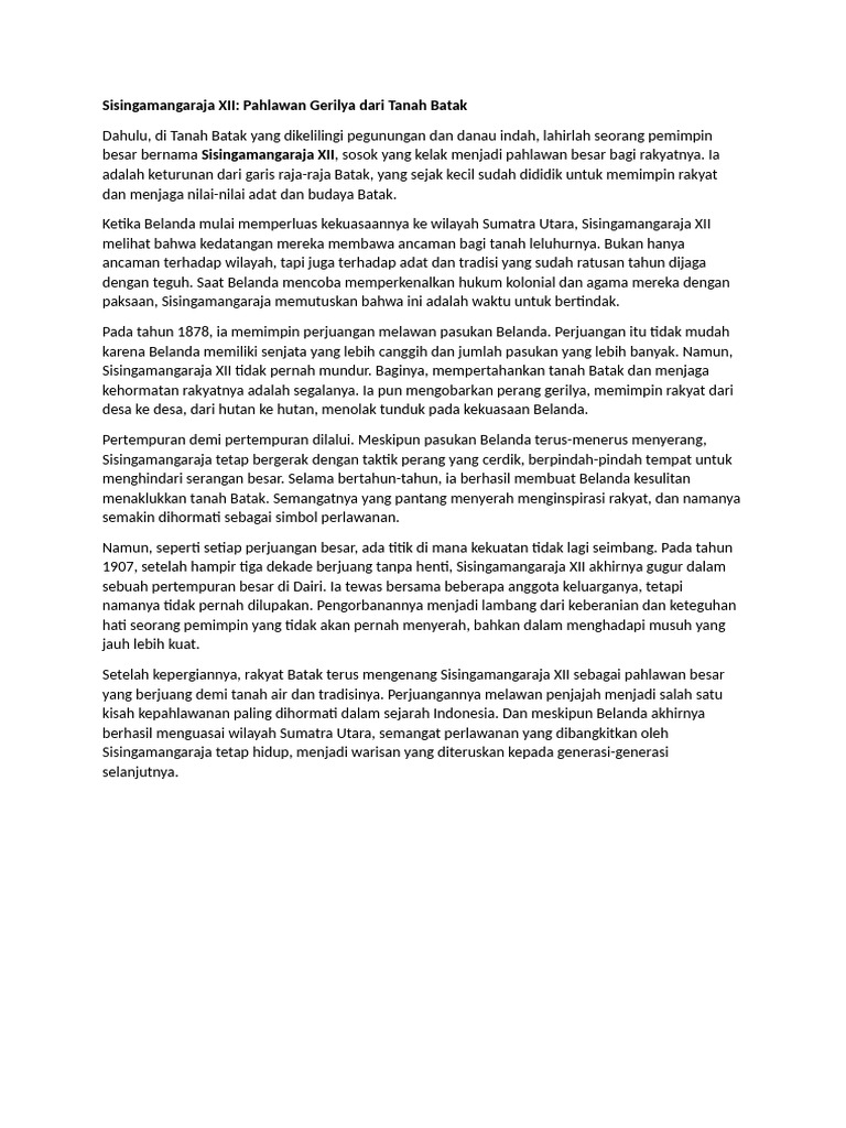 Kisah Singkat SM Raja | PDF