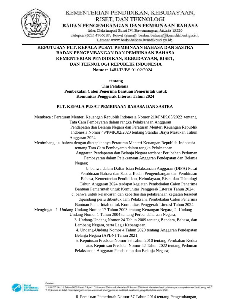 Contoh SK Kegiatan | PDF