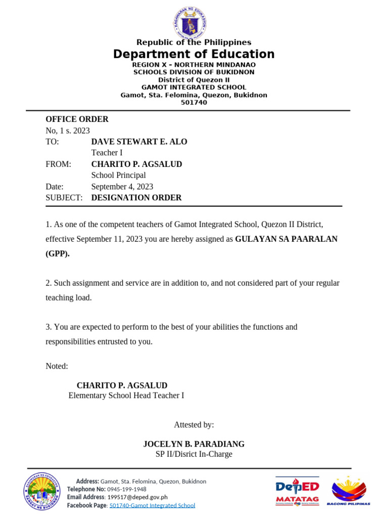 OFFICE-ORDER-S.Y.-2023-2024 | PDF