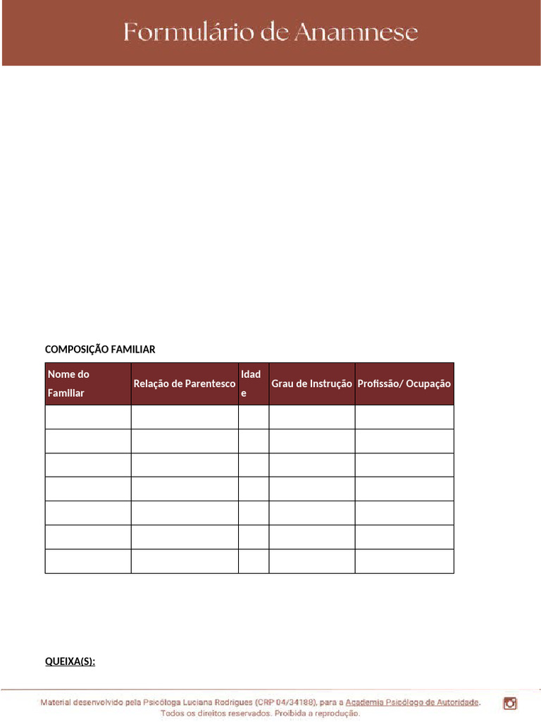 Formulario Anamnese | PDF