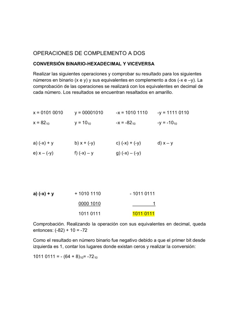 Operaciones de Complemento A 2 | PDF