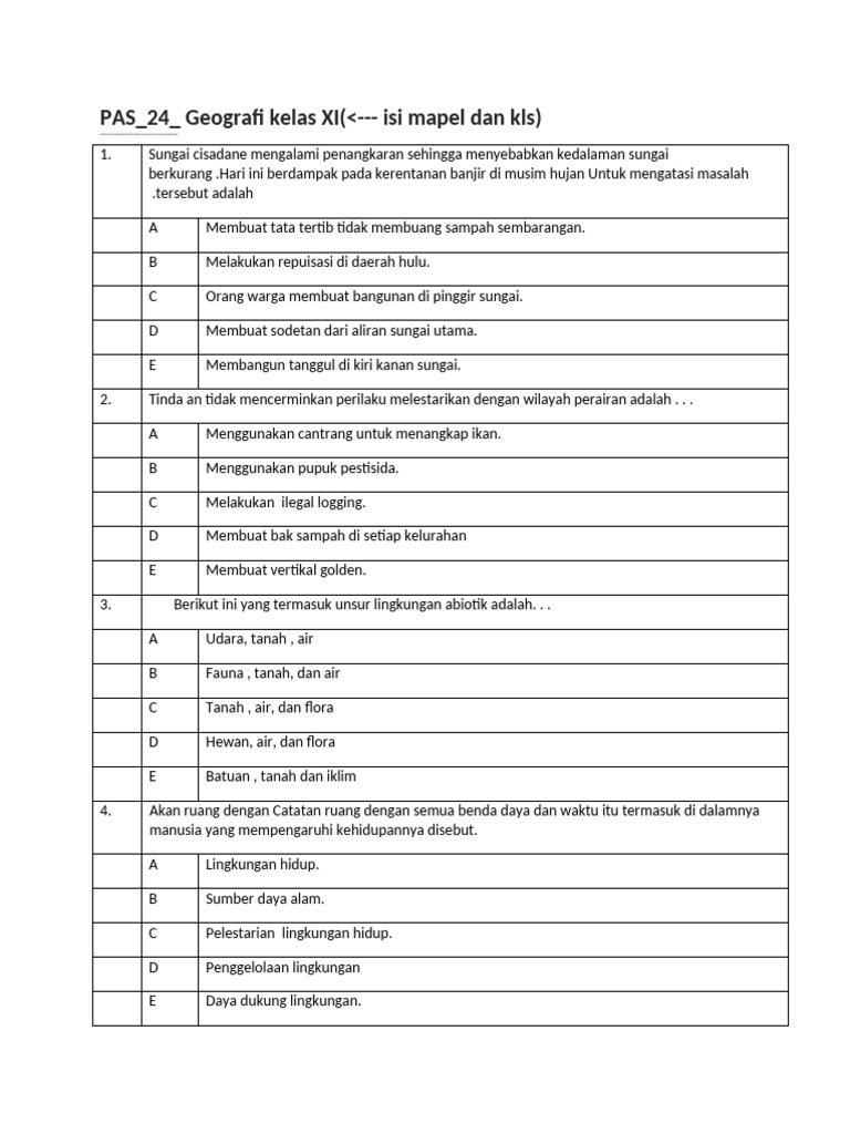 Template Soal CBT | PDF