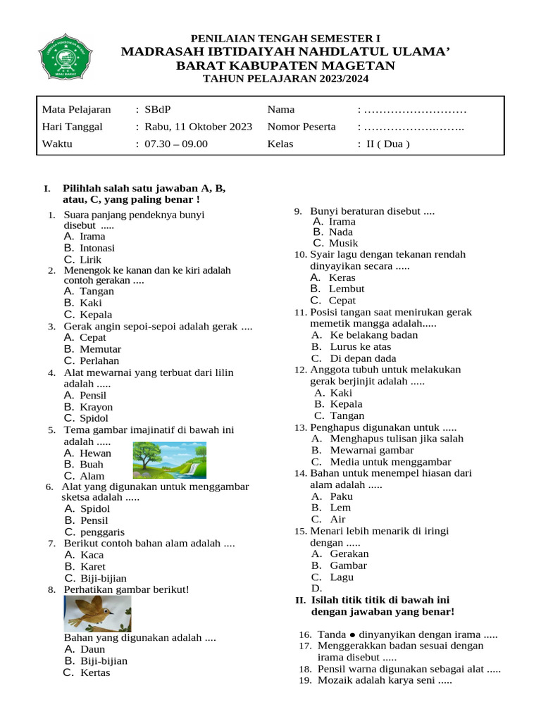 PTS SBDP Kelas 2 | PDF