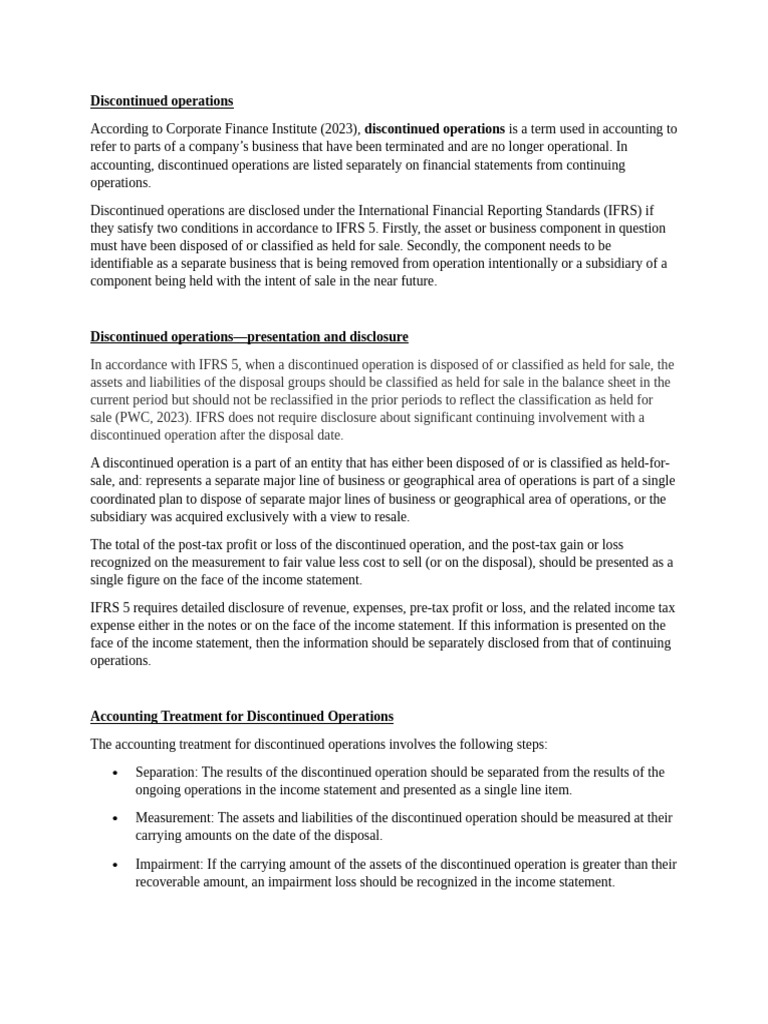 Discontinued Operations | PDF