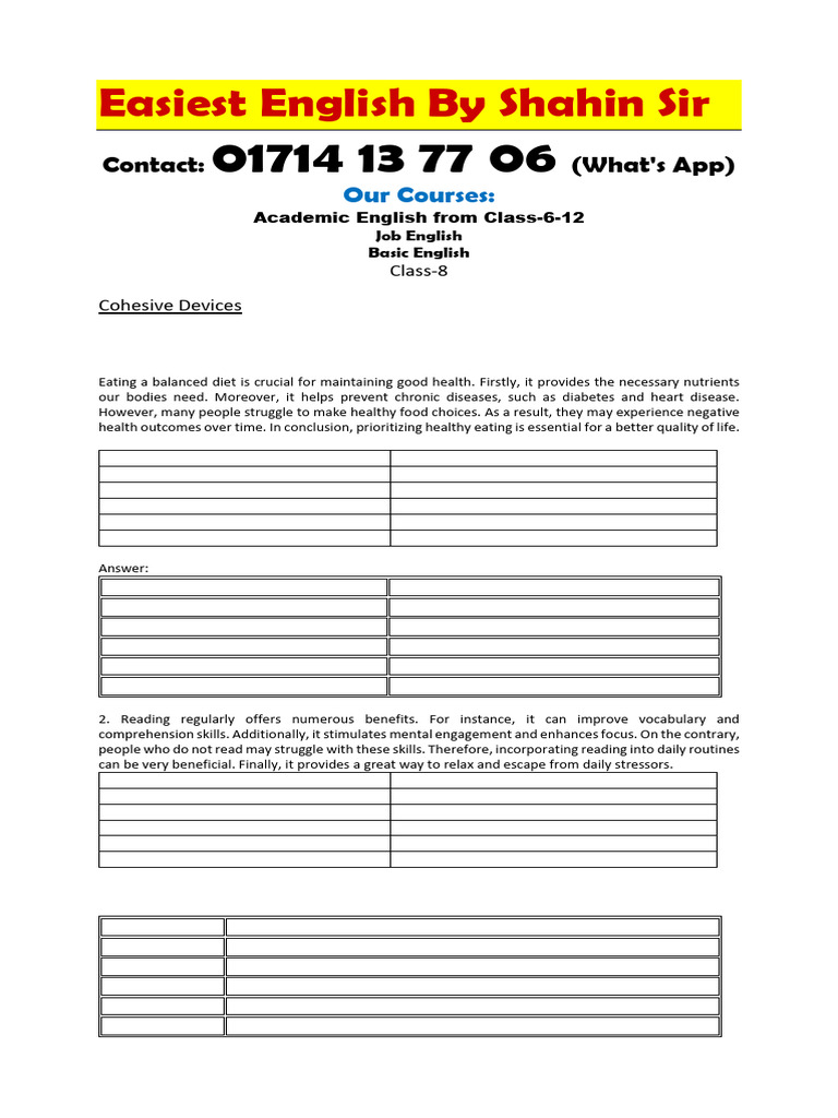 Class 8 Cohesive Devices (Question No-4) | PDF | Climate Change