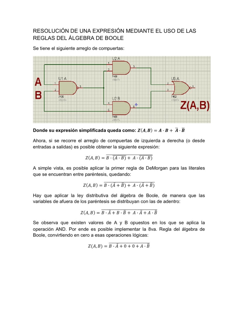 Resolución Expresión Booleana | PDF | Álgebra de Boole | Enseñanza de ...