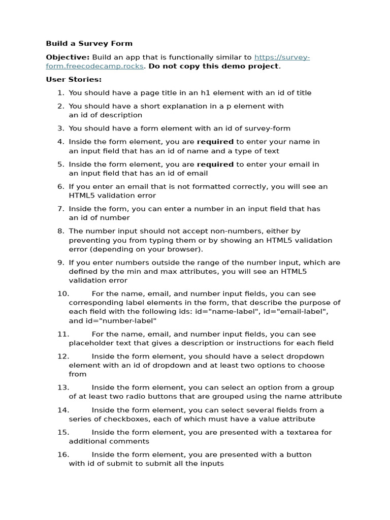 Build A Survey Form | PDF