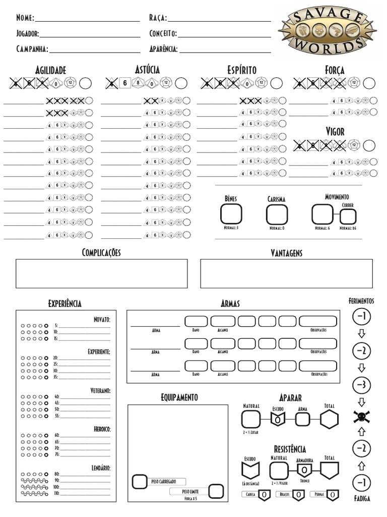 Ficha de Personagem Savage Worlds | PDF