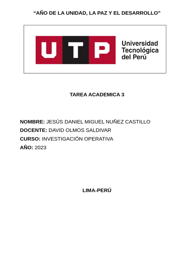 Tarea Academica 3 Investigación Operativa | PDF | Sustentabilidad | Energía sostenible