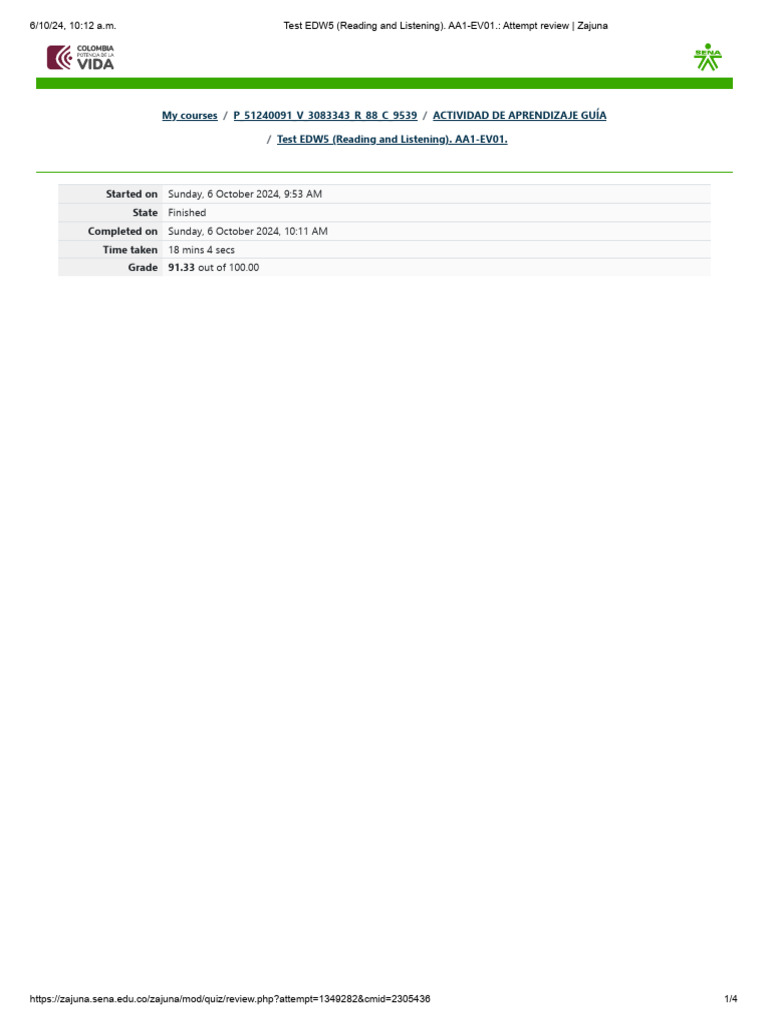 Test EDW5 (Reading and Listening) - AA1-EV01. - Attempt Review - Zajuna ... Test EDW5 (Reading and Listening) - AA1-EV01. - Attempt Review - Zajuna ...