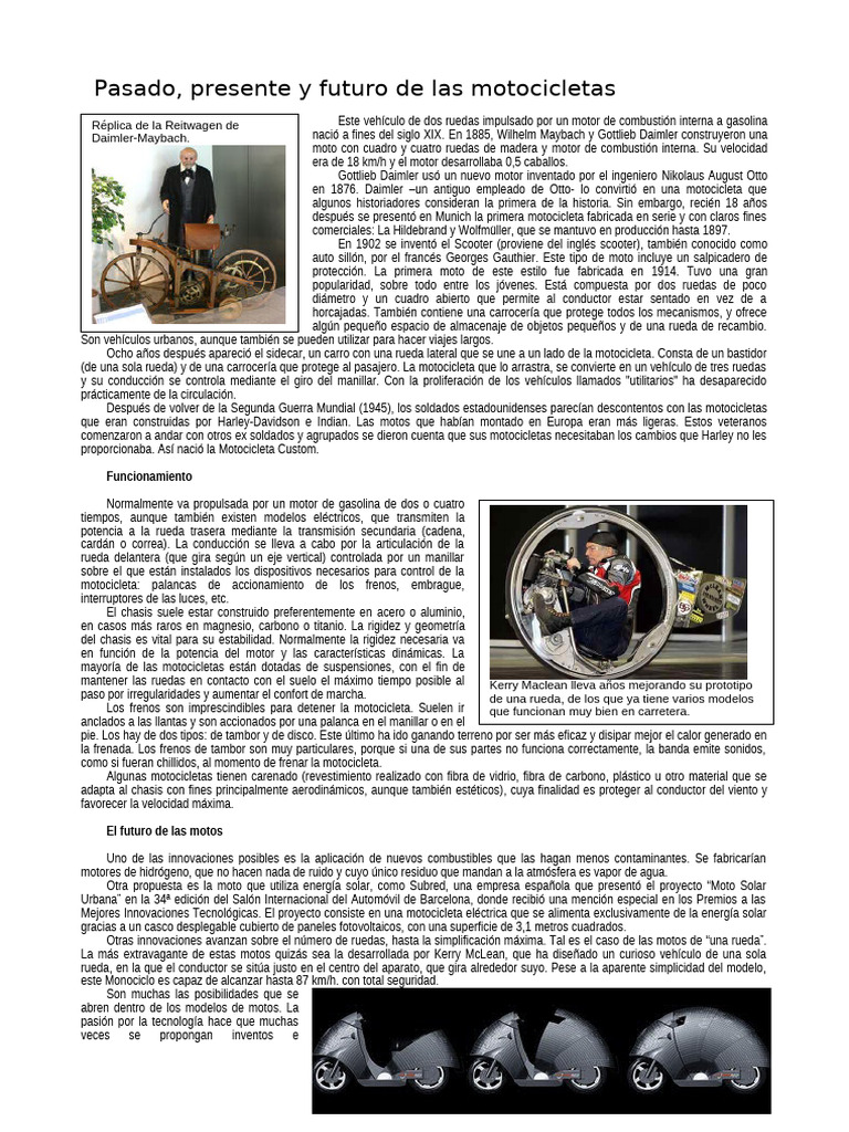 Texto expositivo - Motos del futuro | PDF
