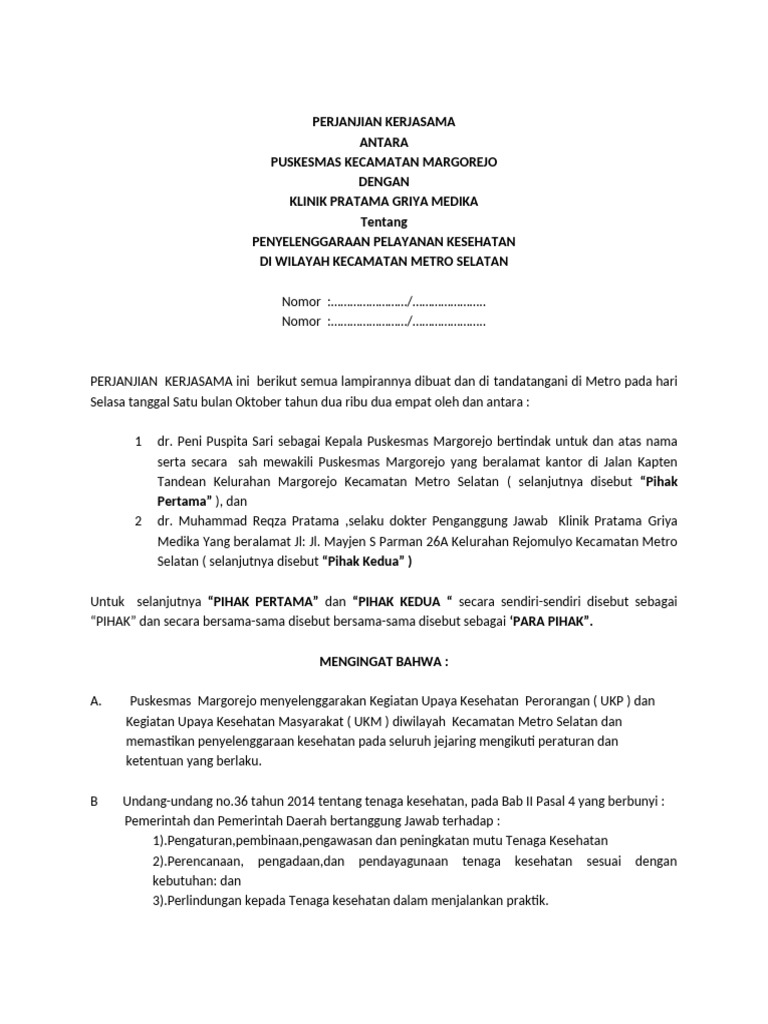 Mou Dengan Puskesmas Pdf