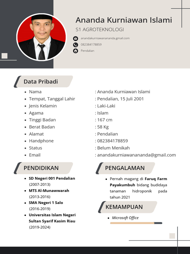 Putih Abu Abu Modern CV Resume Riwayat Hidup | PDF
