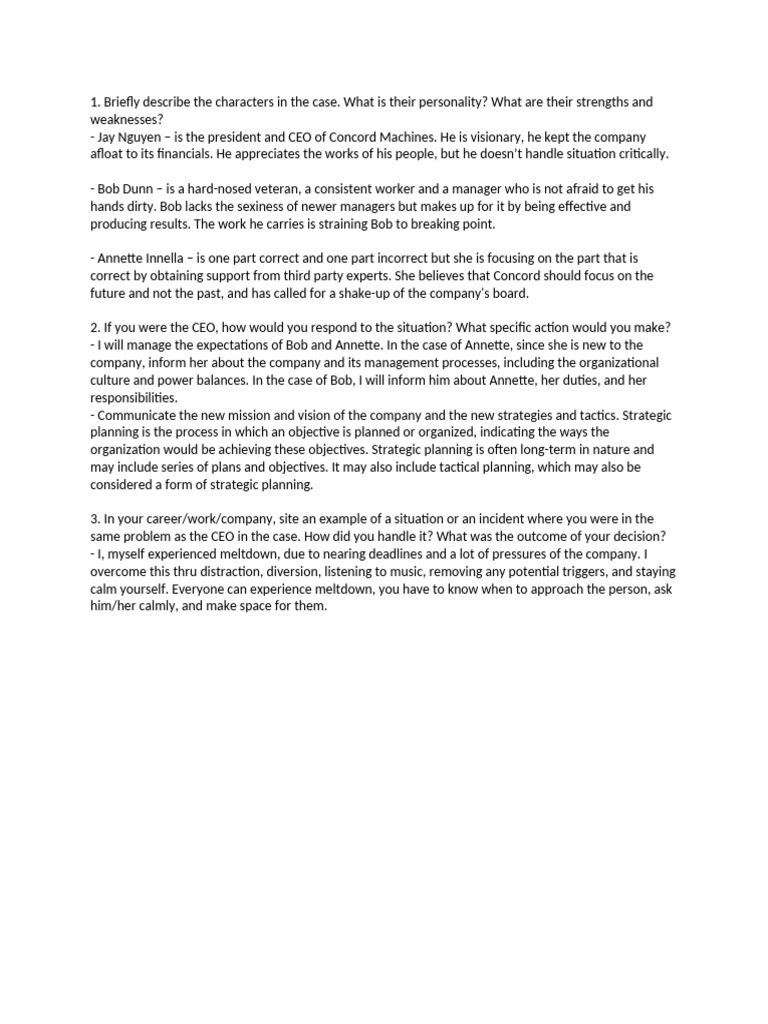 Character Analysis and Leadership Strategies | PDF | Career & Growth