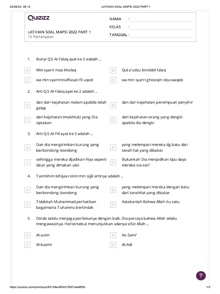 Latihan Soal Mapsi 2022 Part 1 | PDF