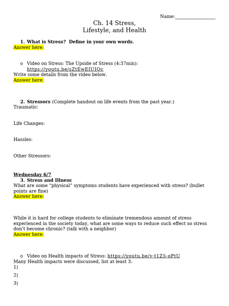 Ch.+14+Stress%2C+Lifestyle+and+Health | PDF