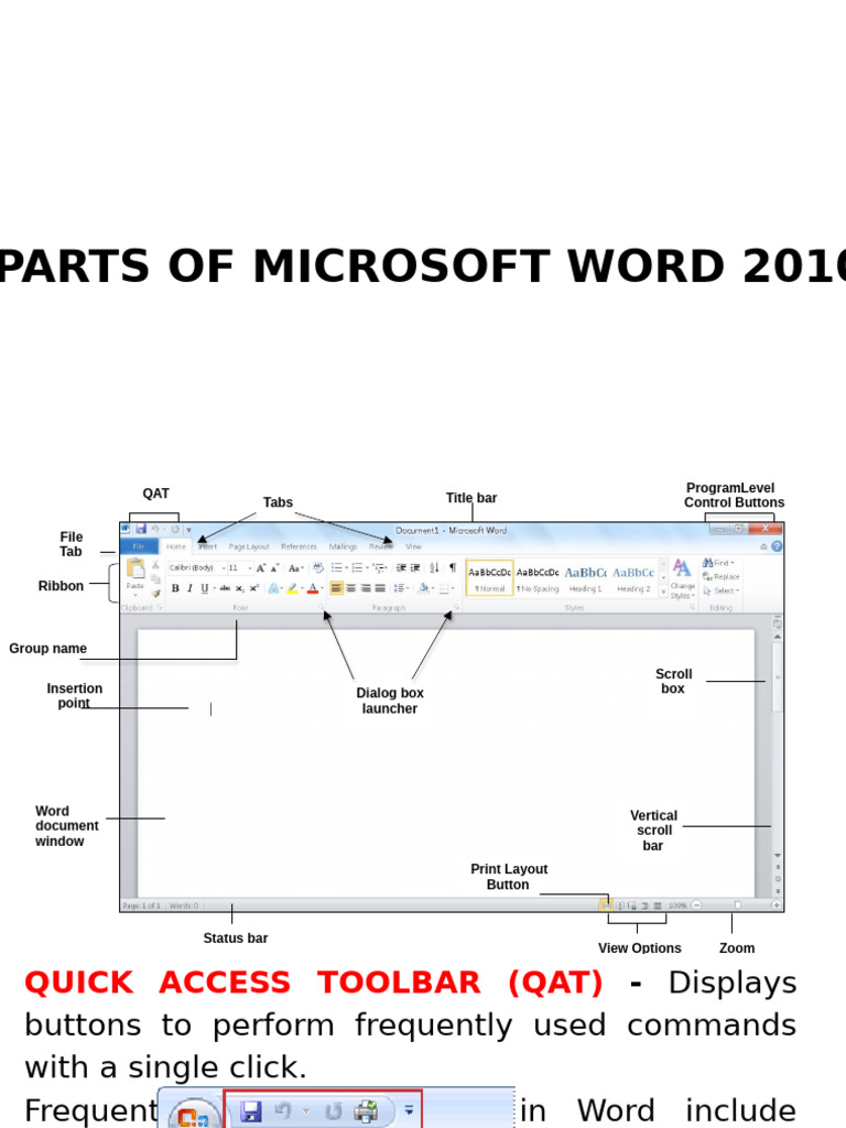 Parts of Microsoft Word and Shortcut Keys | PDF
