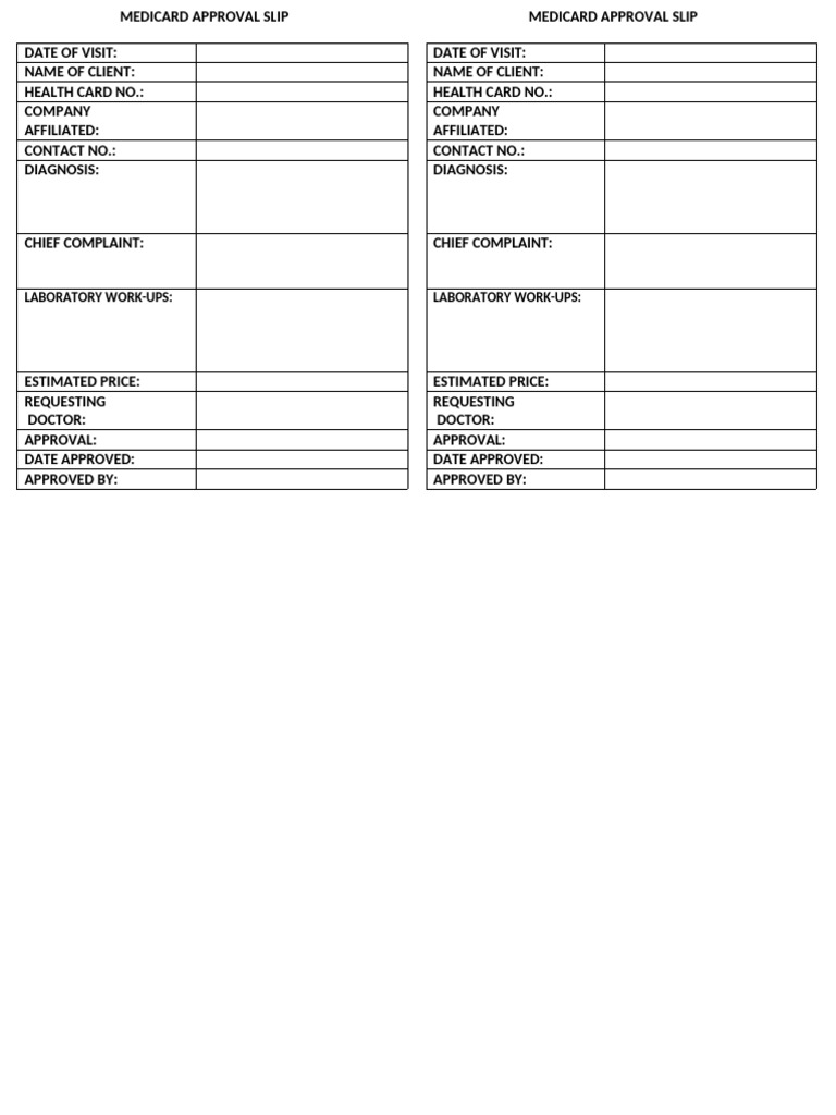Medicard Approval Slip - Copy | PDF