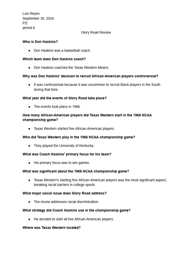 Glory Road Review | PDF