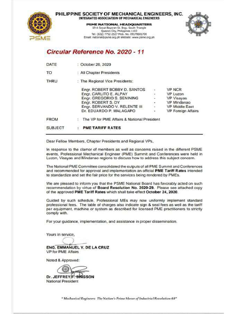 PME TARIFF RATE-1 | PDF