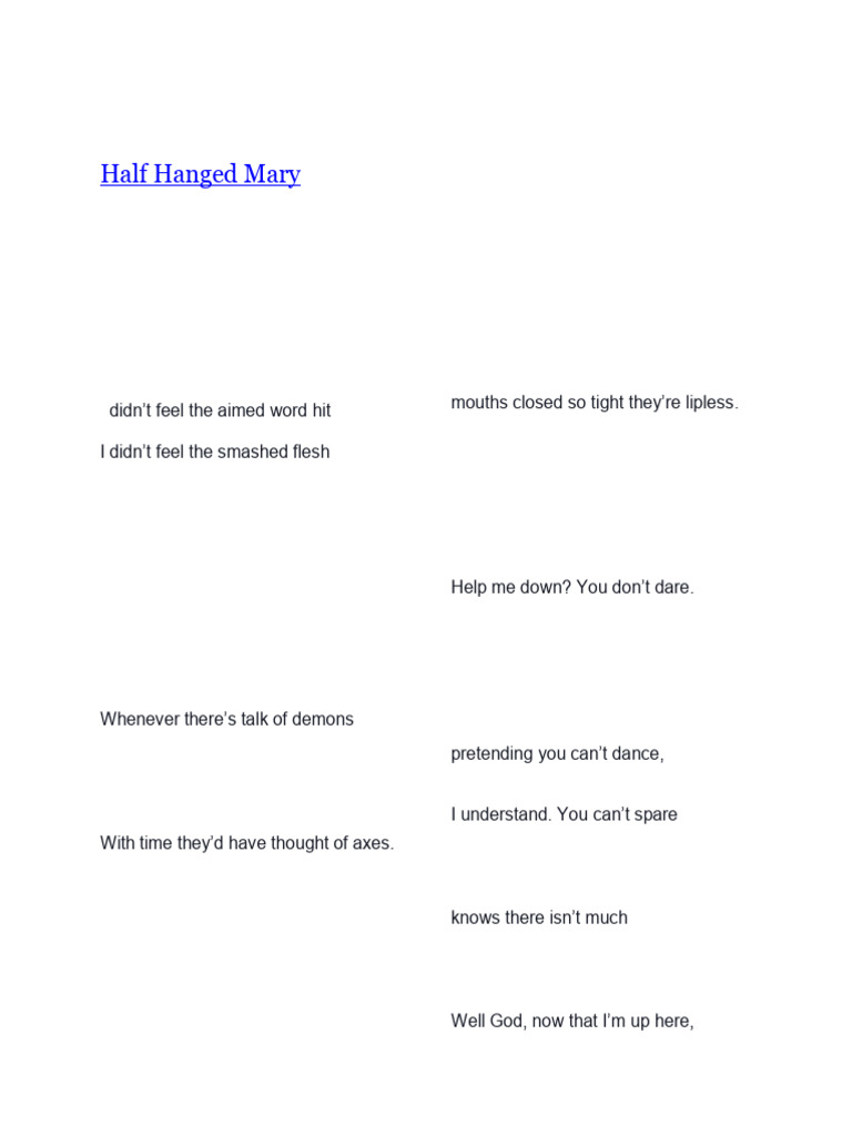 Half-Hanged Mary by Mary Atwood | PDF