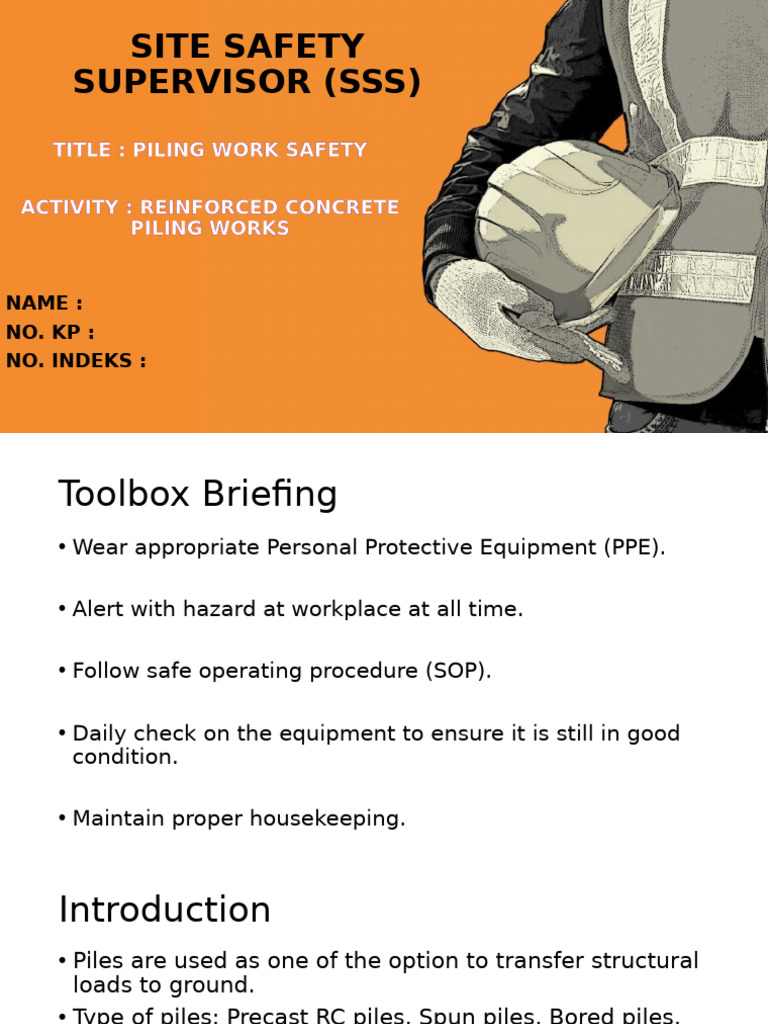 JSA Piling Works | PDF | Personal Protective Equipment | Safety