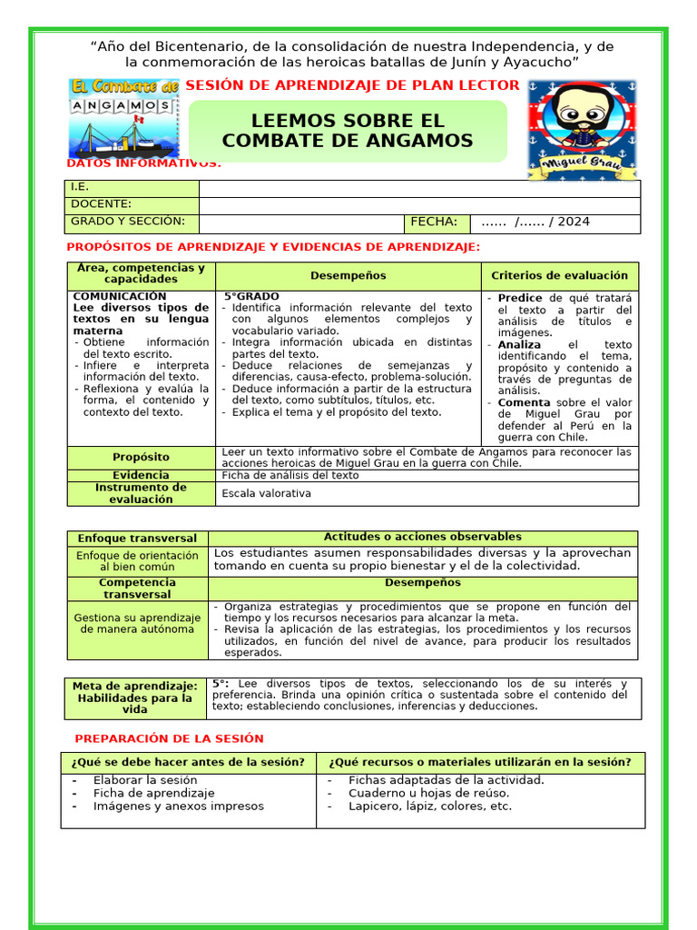 Ses-Juev-Pl-Leemos Sobre El Combate de Angamos | PDF Ses-Juev-Pl-Leemos Sobre El Combate de Angamos | PDF