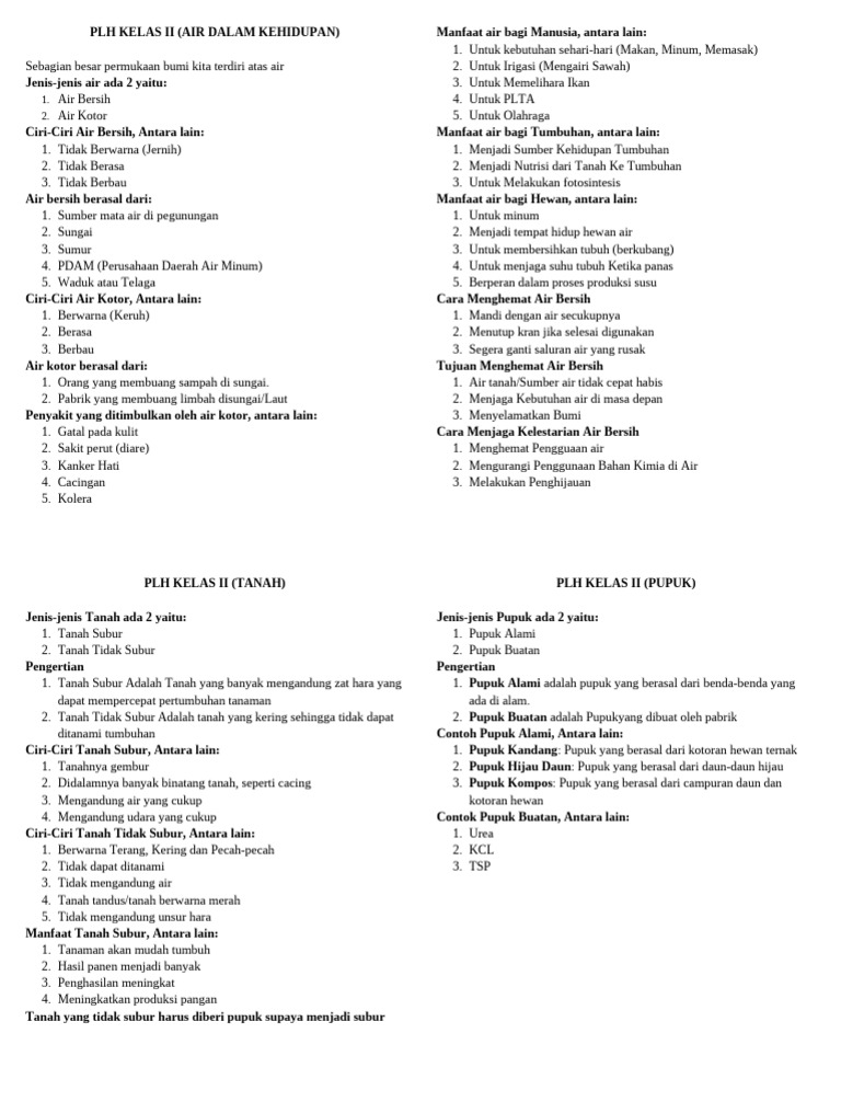 Materi PLH Kelas Ii Semester Ii | PDF