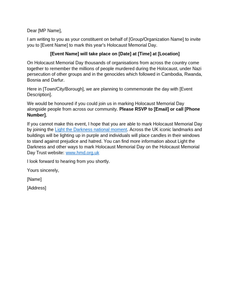 MP Template Letter | PDF