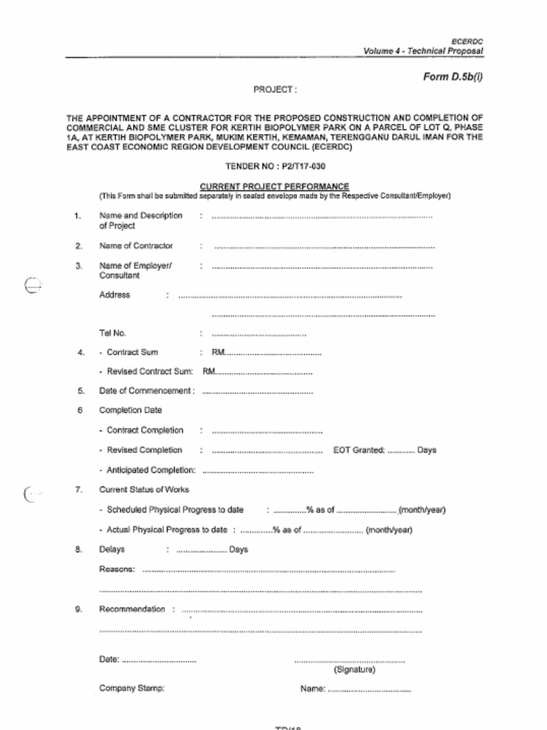Form D.5b. (I) Current Project Performance | PDF