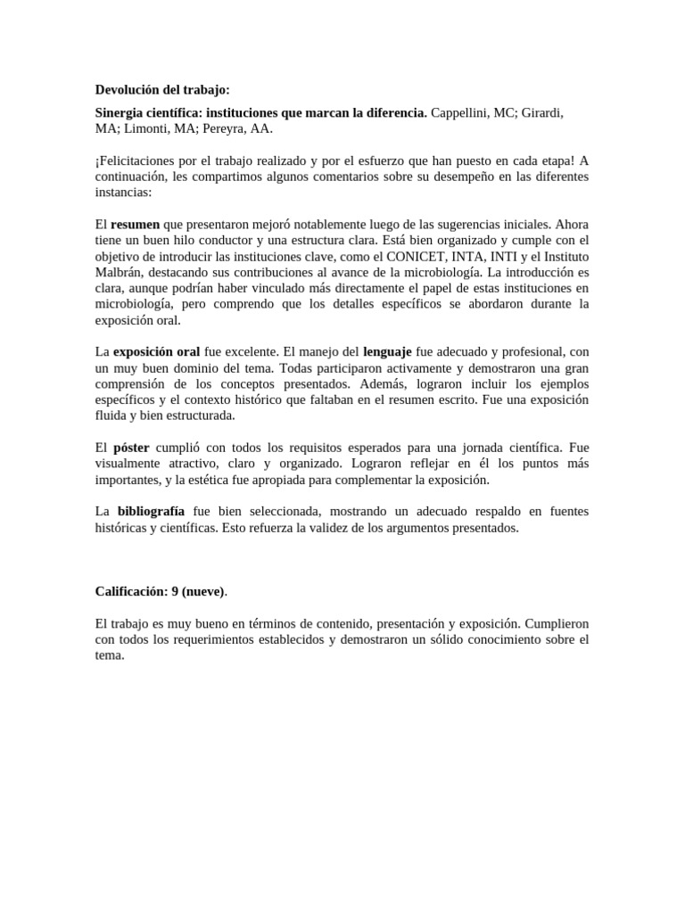 Tema Impacto Instituciones Cientificas DEVOLUCION | PDF