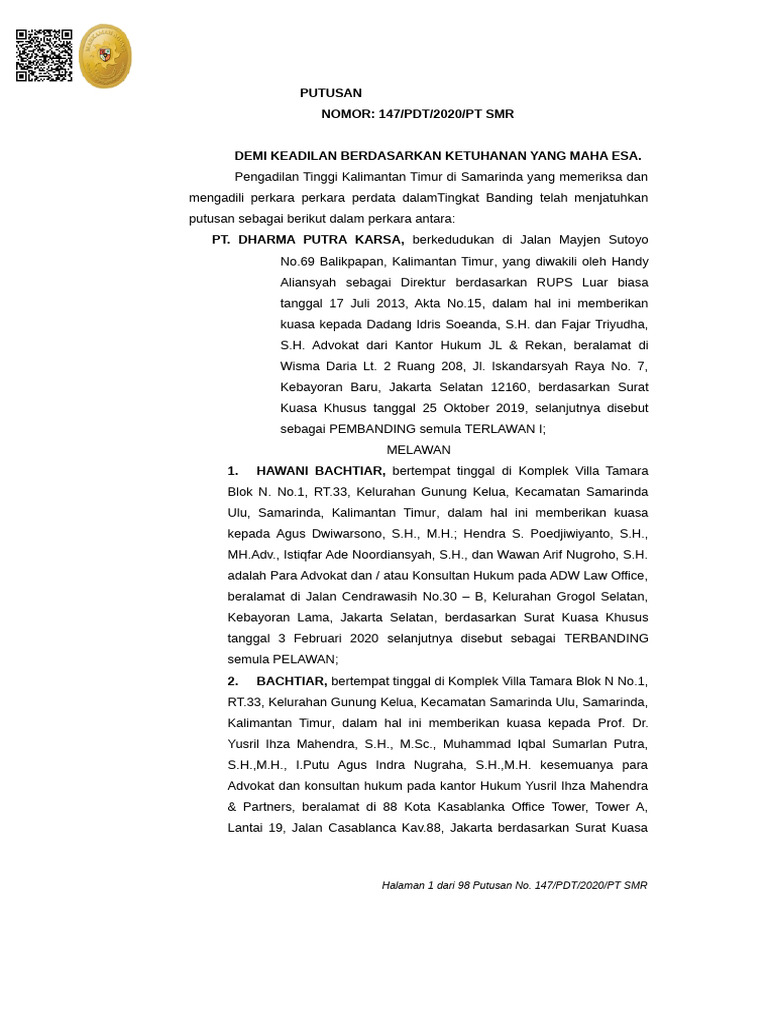 Putusan 147 PDT 2020 PT SMR 20241003171151 | PDF