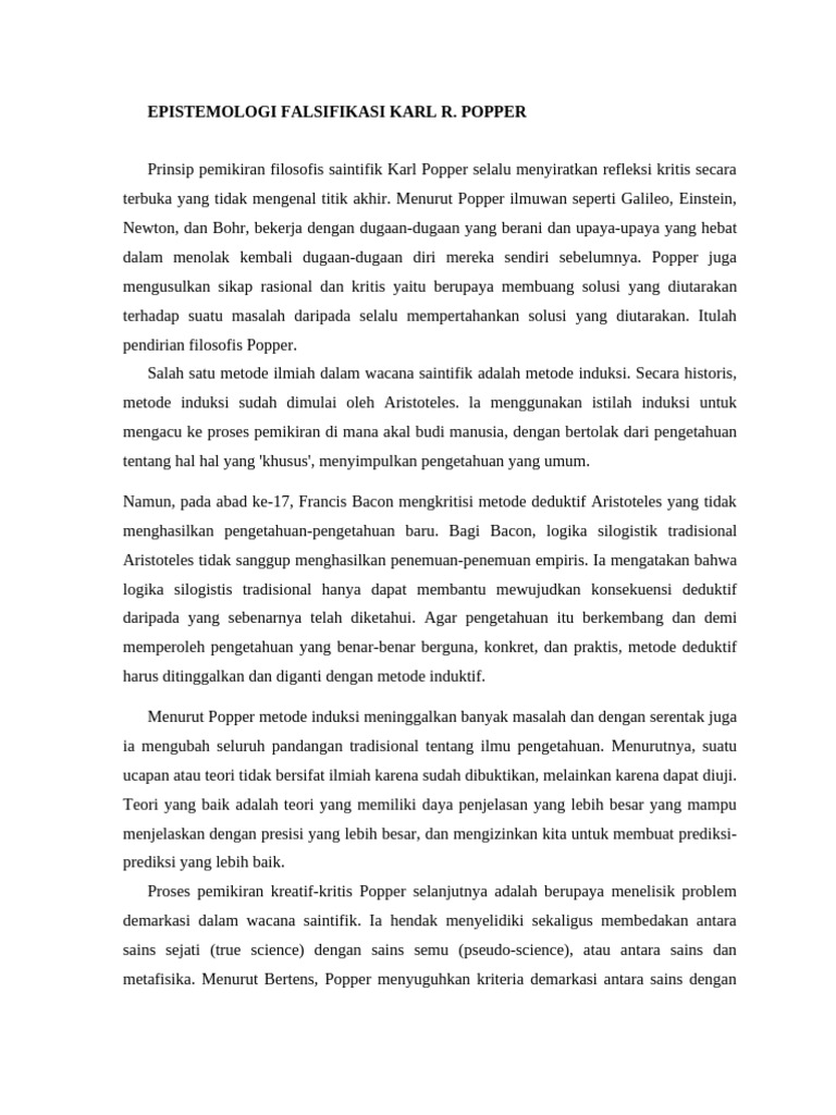 Epistemologi Falsifikasi Karl R | PDF