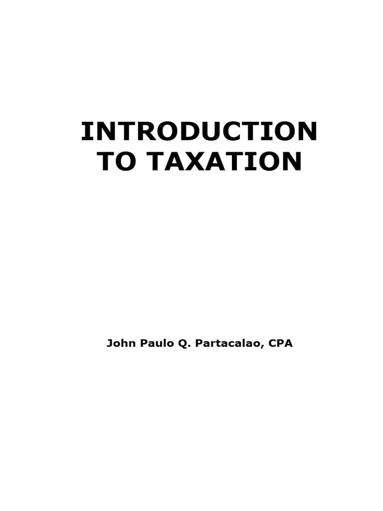 Introduction To Taxation Part 1 | PDF