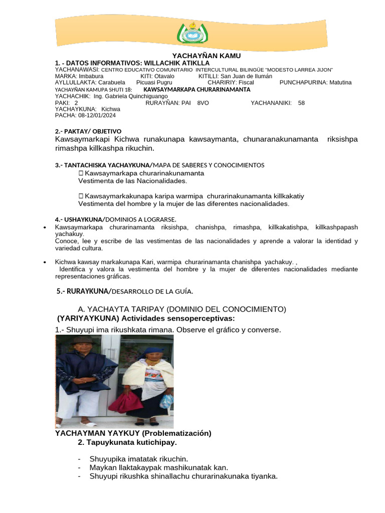 8vo Kichwa Guia 18 Trim 2 | PDF | America latina | Salud y bienestar