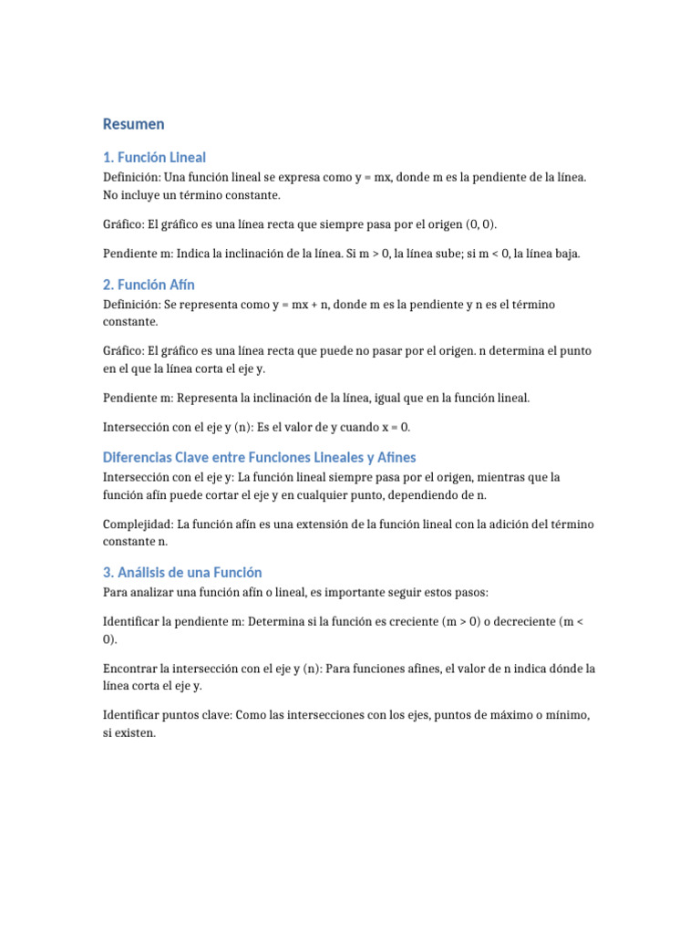 Resumen Funciones | PDF | Pendiente | Informática
