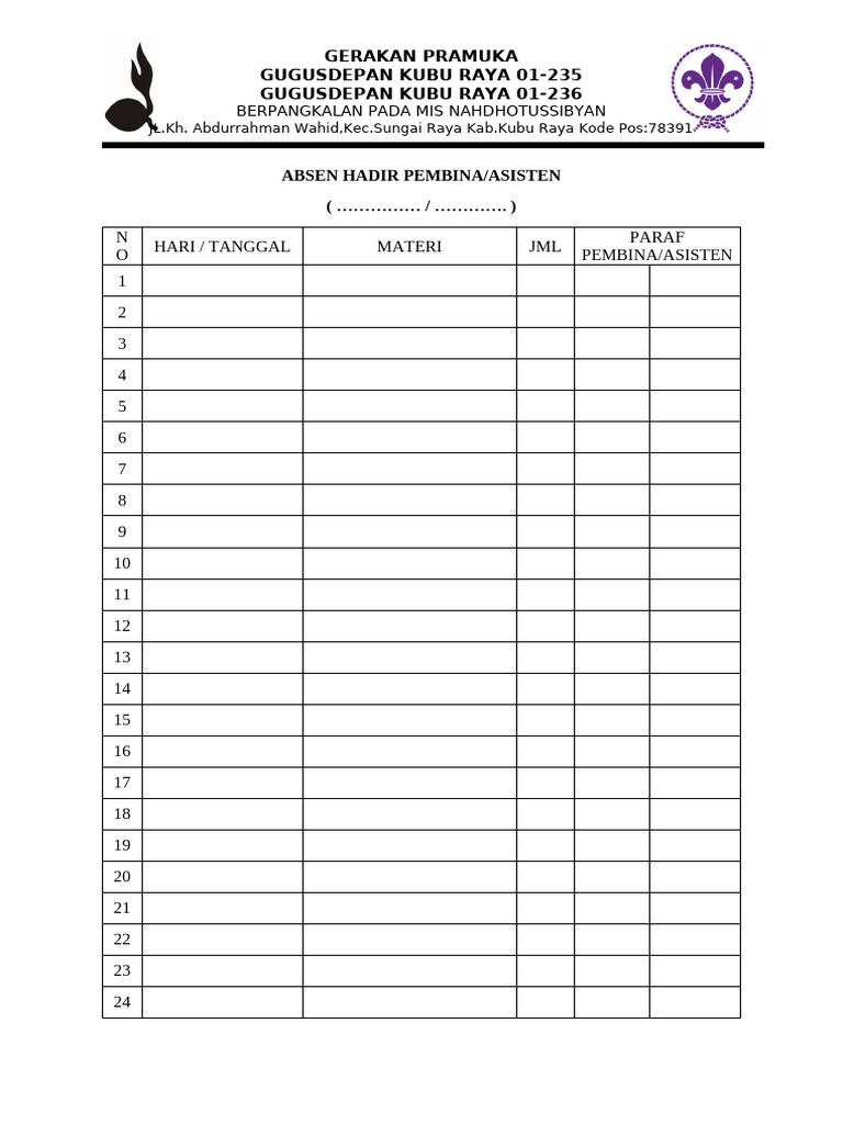 Absen Hadir Ekstrakulikuler | PDF