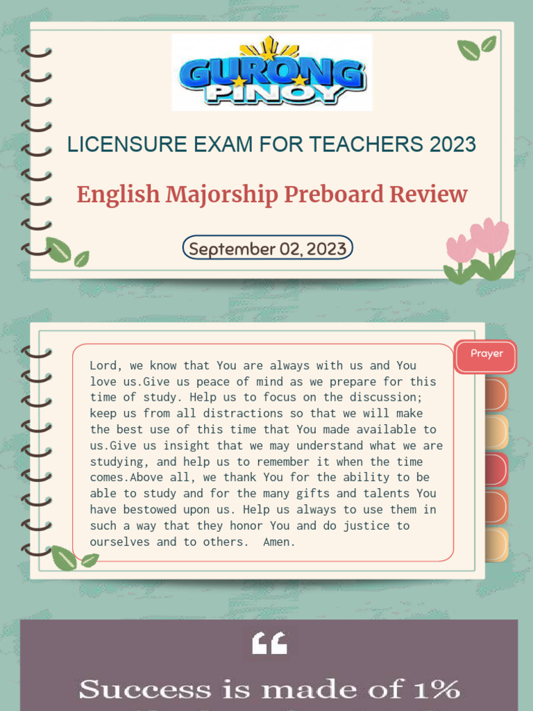 LET English Majorship Preboard Review #121-160 | PDF