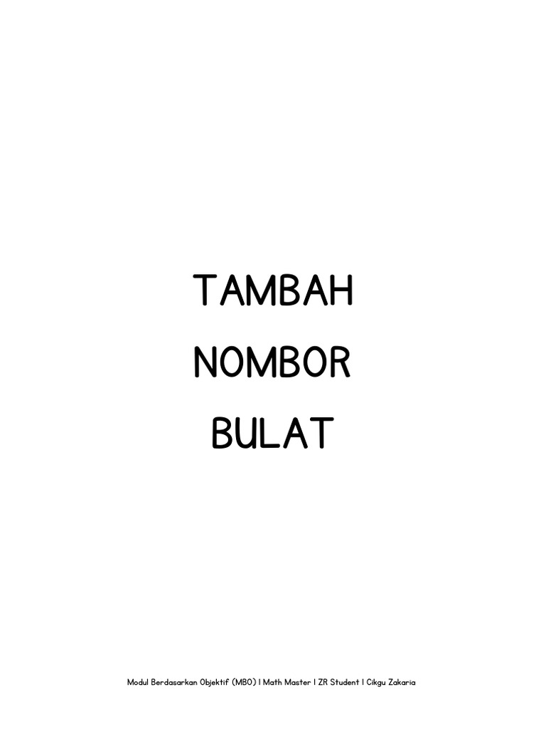 Tambah Nombor Bulat | PDF