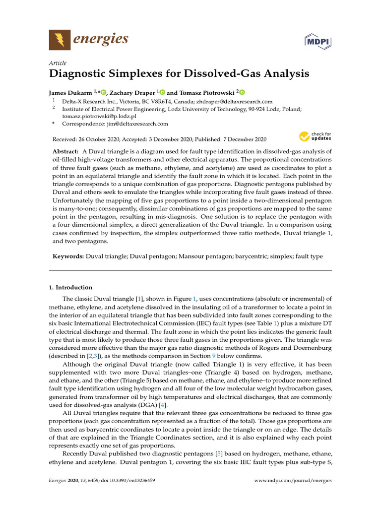 Diagnostic Simplexes For Dissolved-Gas Analysis | PDF